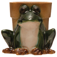 Stoneware Frog Planter, Green - Contemporary - Outdoor Pots And ...