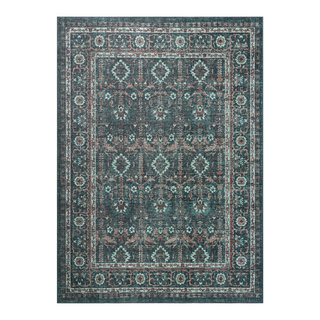 Kaleen Boho Patio Collection Dark Teal Area Rug 8'x10' - Mediterranean ...