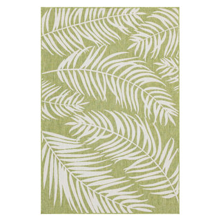 Rug Unique Loom Outdoor Botanical Green Rectangular 6' 0 x 9' 0 ...