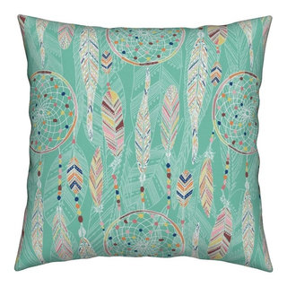 Southwest Geometric Feathers Native American Throw Pillow ...