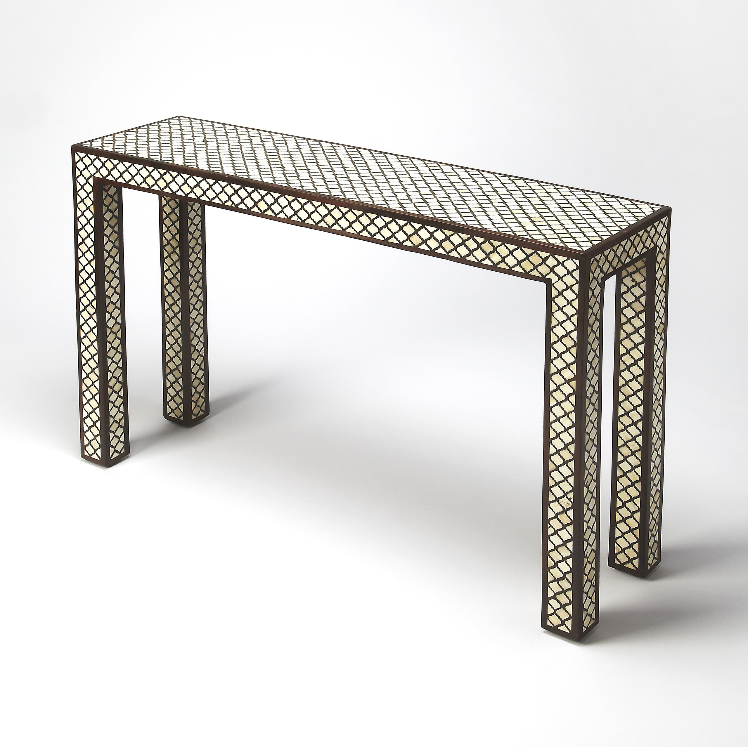 Basan Wood & Bone Inlay Console Table - Mediterranean - Console Tables ...