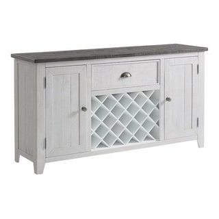 Farmhouse Sideboard, Large Wine Rack & Ample Storage Space, White ...