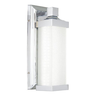 13" 15W 1-LED Wall Sconce, Etched White Glass - Transitional - Wall ...