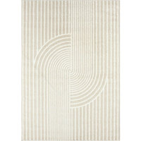 Mid-Century Modern Beige and Cream Area Rug, Geometric Retro Design, 8 ...