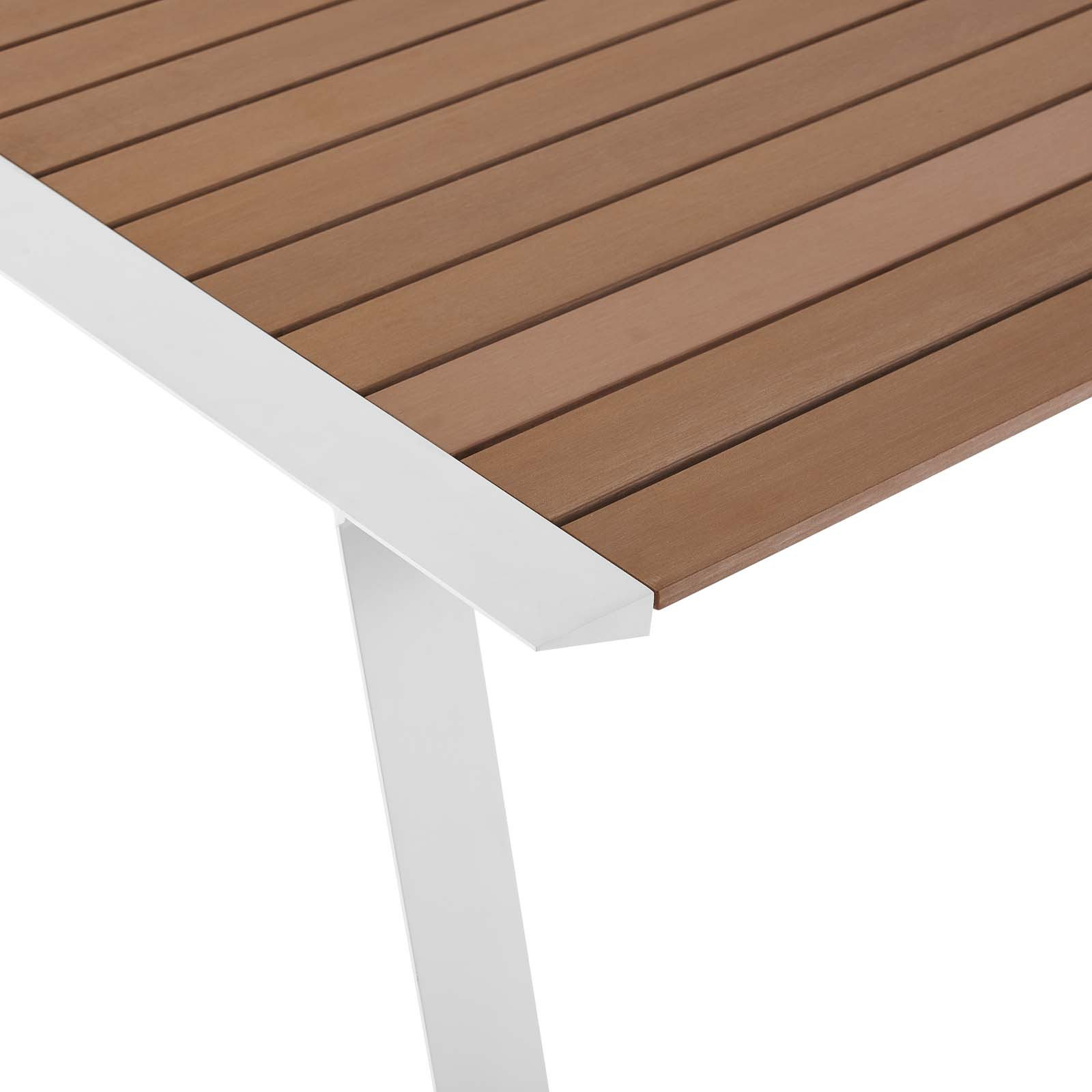 Roanoke 73" Outdoor Patio Aluminum Dining Table, White Natural ...