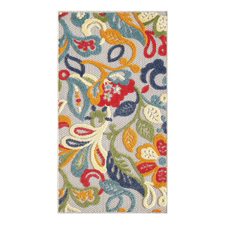 8’x10’ Multicolor Jacobean Floral Indoor Outdoor Area Rug ...