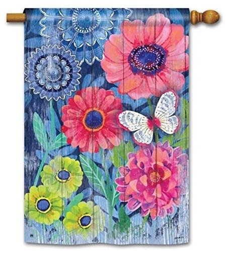 Studio M Indigo Garden House Flag - Contemporary - Flags And Flagpoles ...