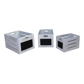 3-Piece Storage Box With Chalkboard Set - Farmhouse - Decorative Boxes ...