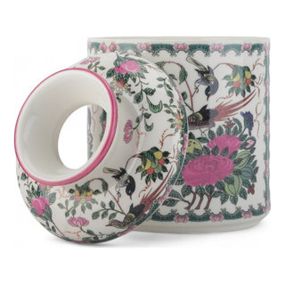 Porcelain Round Tissue Box In Rose Canton Pattern - Asian - Vases - by ...