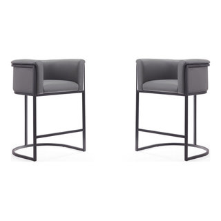 Cosmopolitan Counter Stool, Grey and Black, Set of 2 - Transitional ...