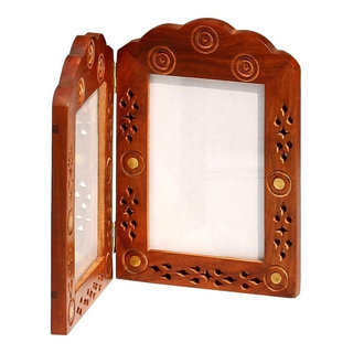 Hand carved Mango wood Hinged Double Photo Frame for 4x6" Pictures ...