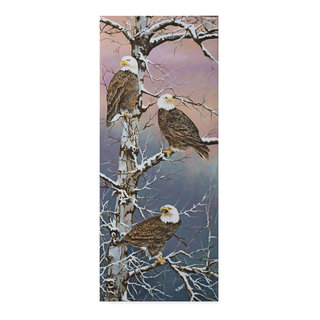 Carol J Rupp 'Eagle Trio At Dawn' Canvas Art, 14"x32", 14"x32 ...