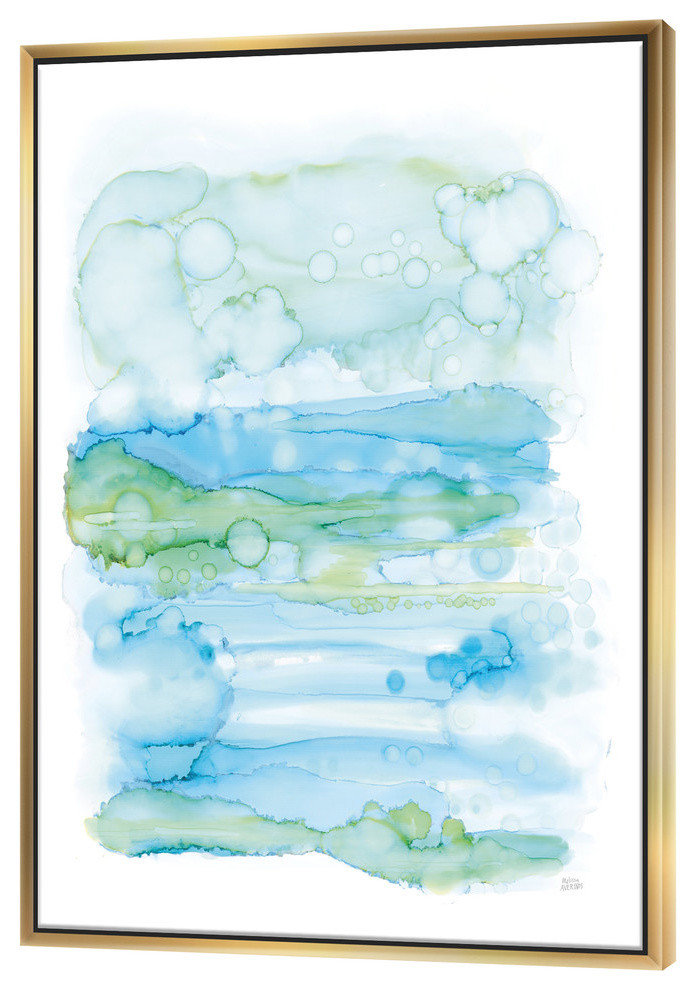 Designart Watercolor of Abstract Blue And Green Framed Painting Print ...