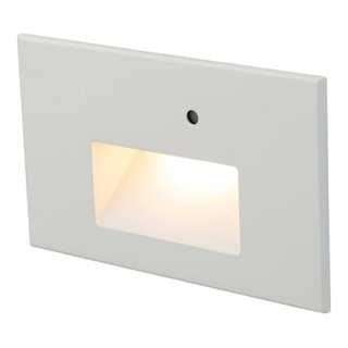 WAC Step Light With Photocell 3000K Wall Sconce in White on Aluminum, 3 ...