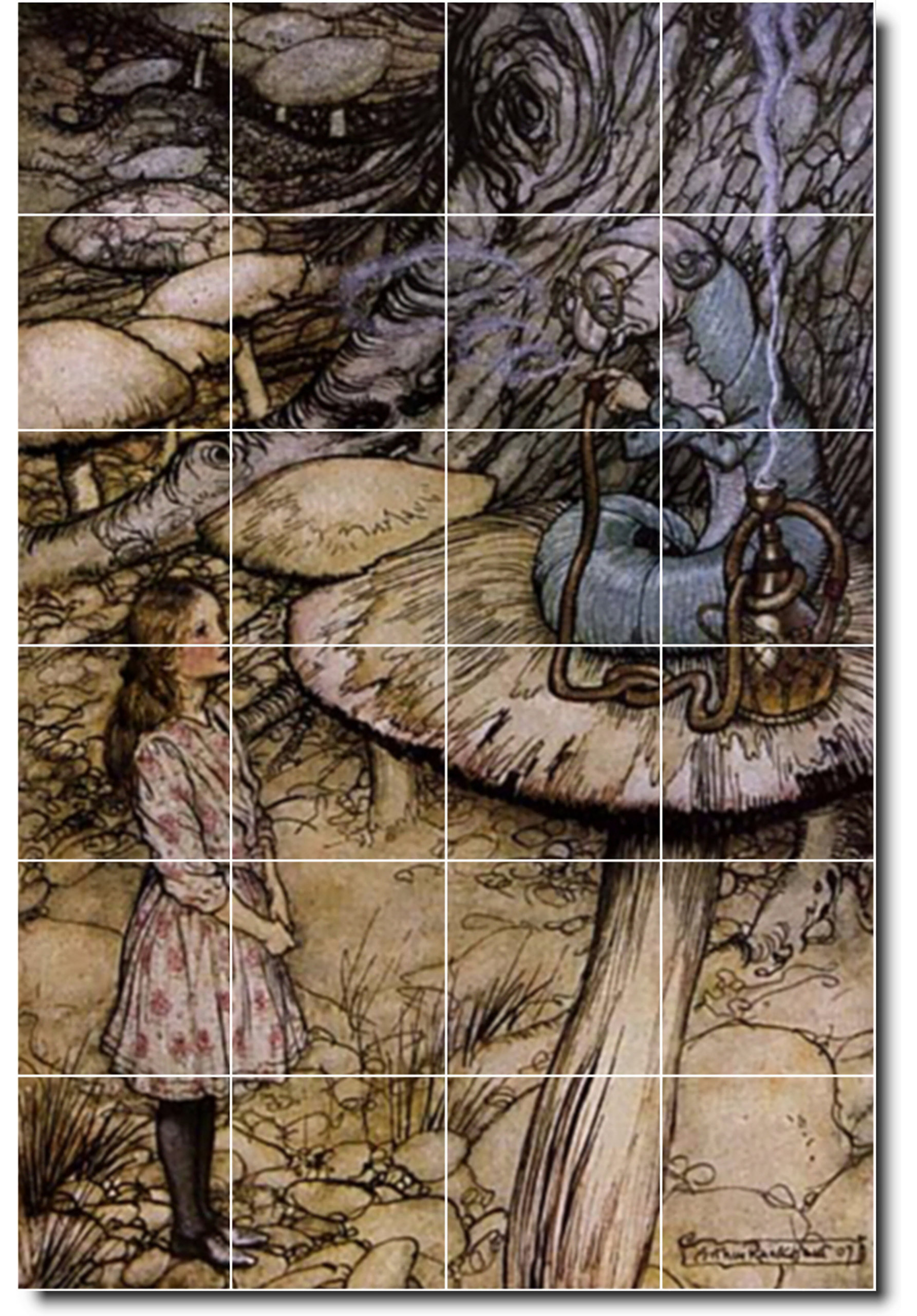 Arthur Rackham Illustration Painting Ceramic Tile Mural #10, 17" Wide x ...