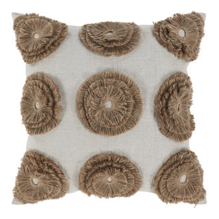 Halston 22" Cotton Linen Blend Throw Pillow, Natural - Beach Style ...