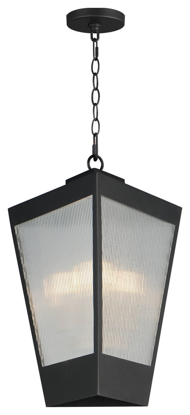 Triform 3-Light Outdoor Pendant, Black/Antique Brass - Transitional ...
