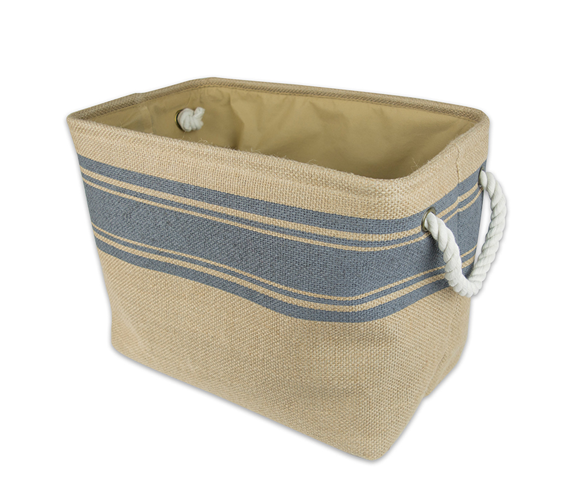 DII Burlap Bin Border Gray Rectangle Medium 16x10x12" - Beach Style ...