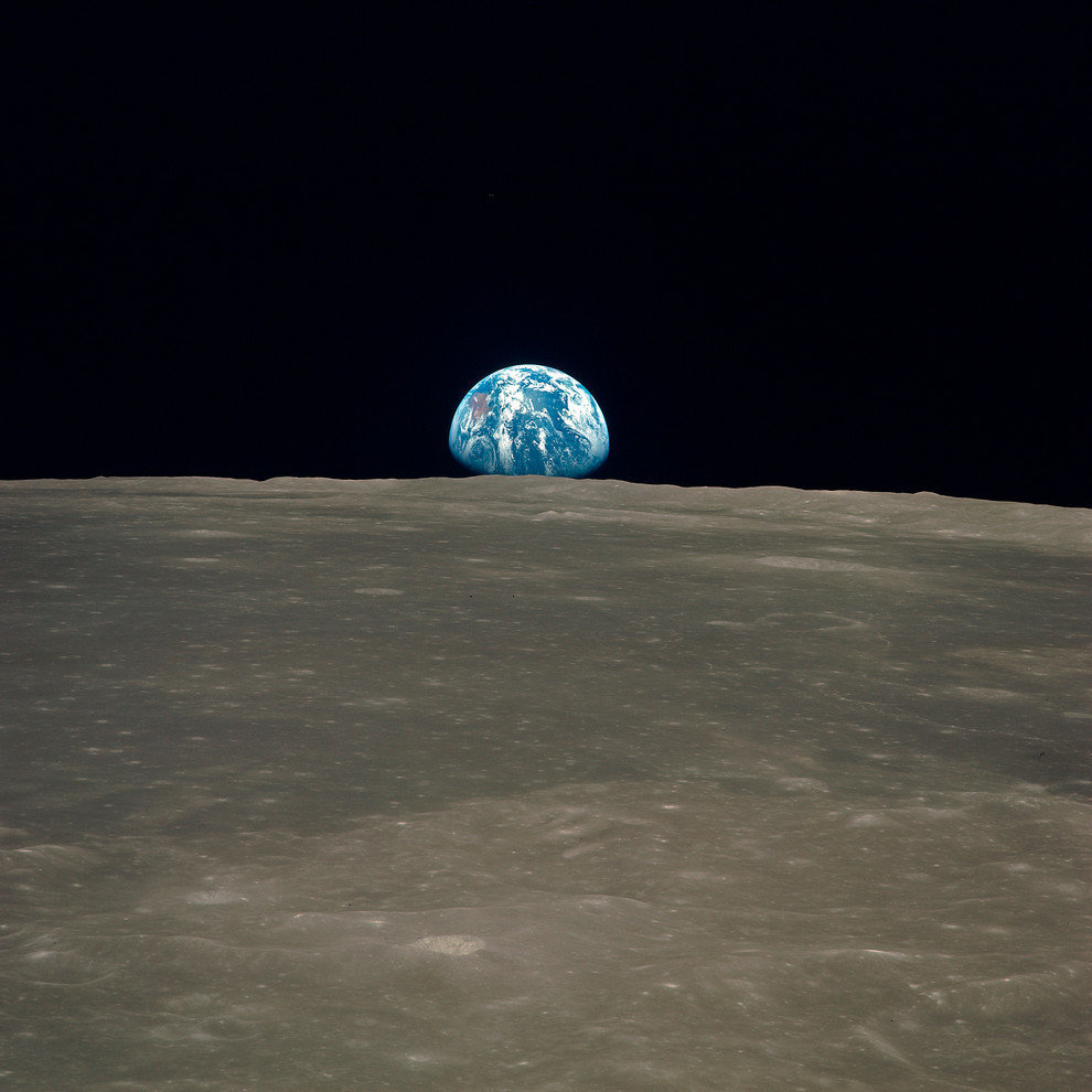 Earth Rise on the Moon, Apollo 11 Print, 18" x 24" - Contemporary ...