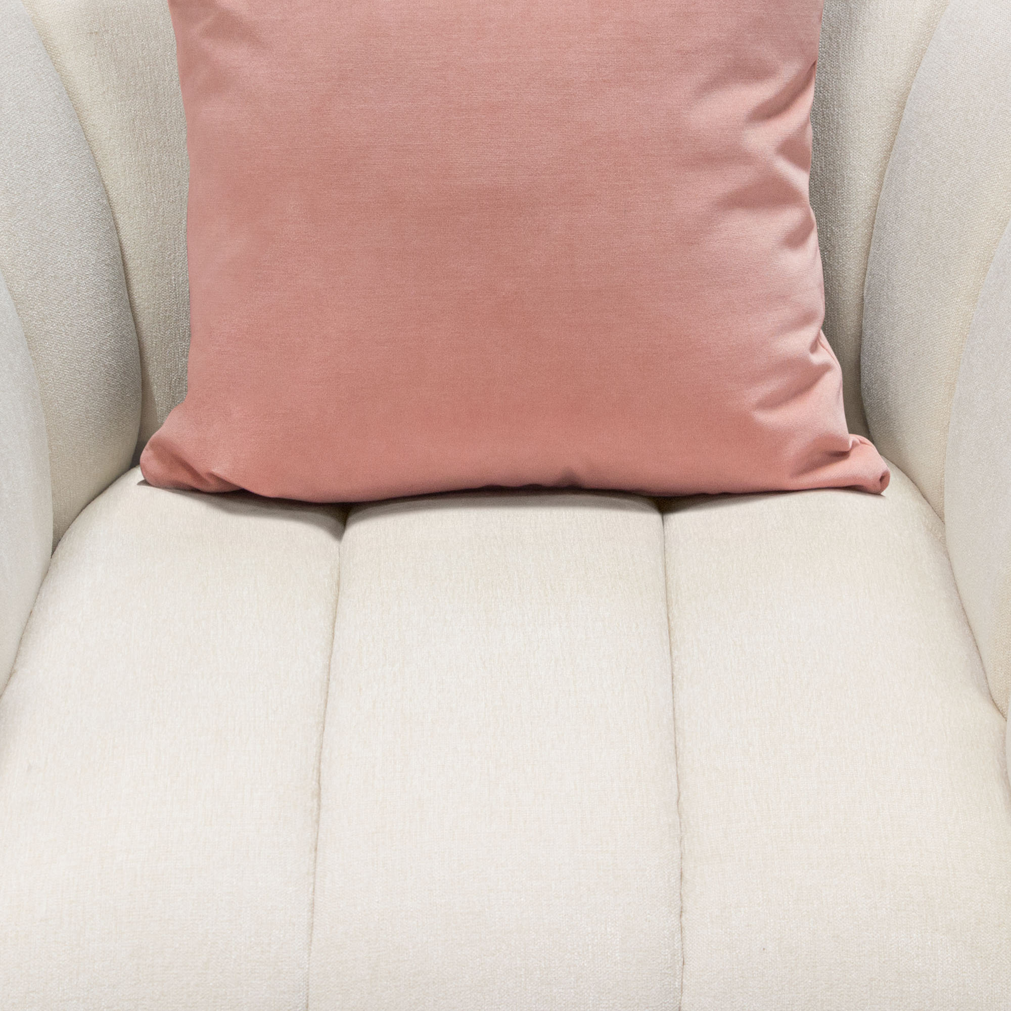 Venus Cream Fabric Chair With Contrasting Pillows and Gold Finished ...