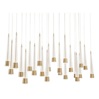 dweLED Quill 14-Light Linear Multi LED Pendant 27-30-35-40K, Chrome ...