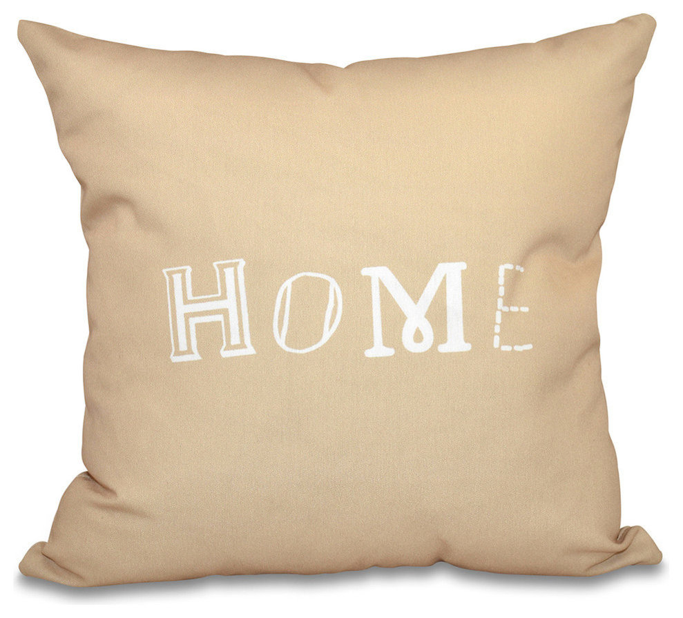 Home, Word Print Pillow, Taupe, 18" x 18" - Contemporary - Decorative ...