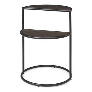 Arlo Dark Brown Solid Wood w/ Black Iron Base End Table - Industrial ...