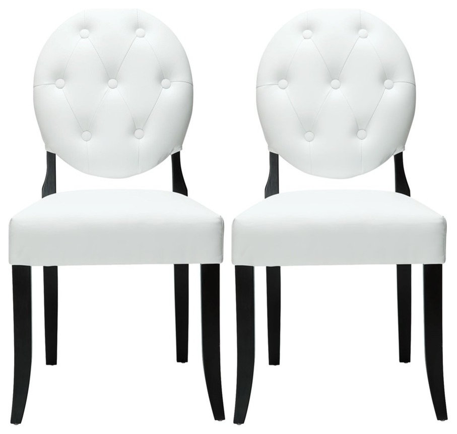 Button Dining Chairs Set of 2 in White - Contemporary - Dining Chairs ...