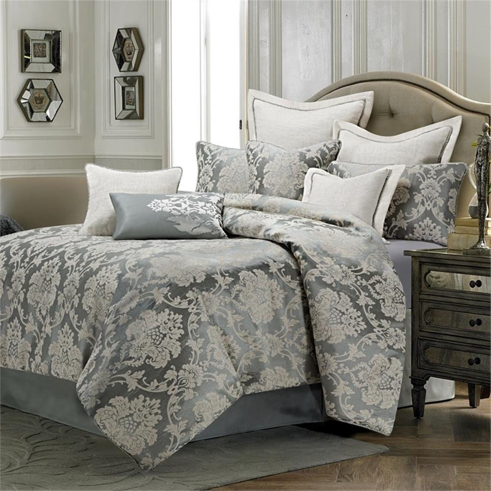 Michael Amini Cambria 10-piece Fabric King Comforter Set in Gray ...