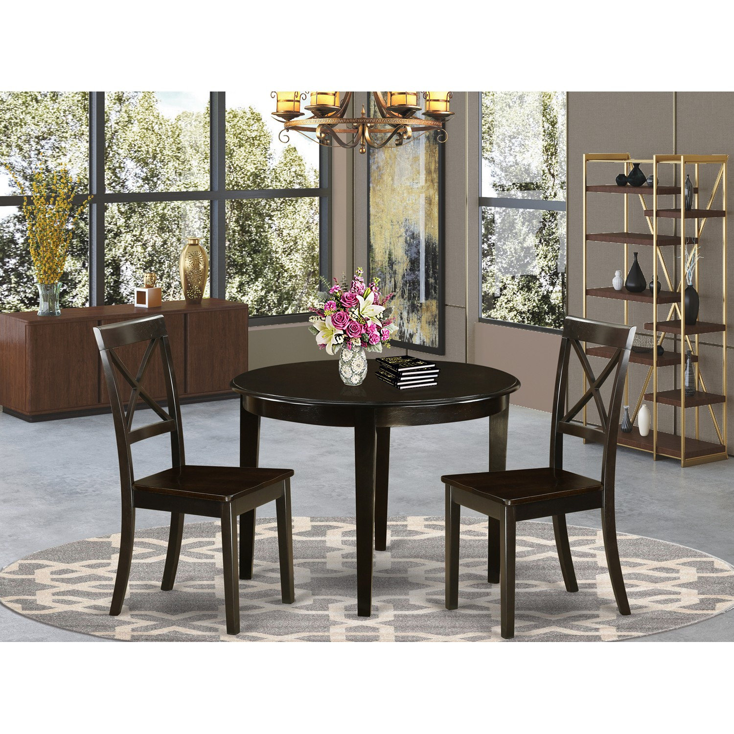 3 Pc Small Kitchen Table And Chairs Set -Round Table And 2 Dinette ...