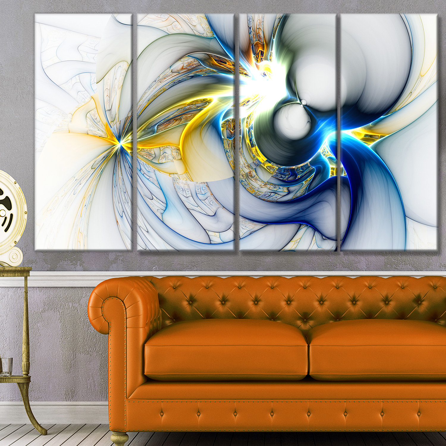 Shining Multi Colored Plasma, Abstract Wall Art Canvas, 48"x28", 4 ...