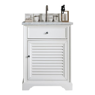 Savannah 26" Bright White Vanity, Arctic Fall Solid Surface Top ...