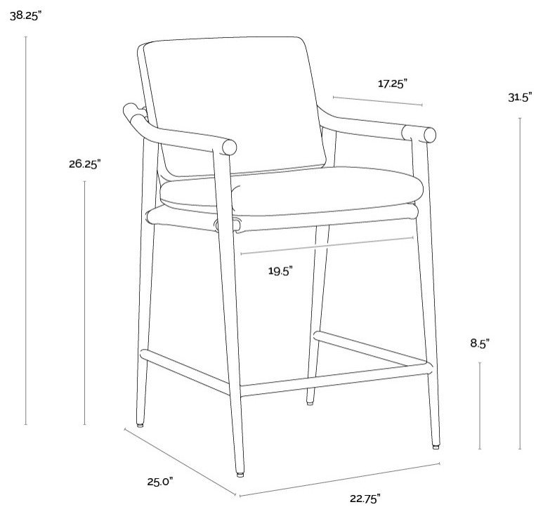 Meadow Counter Stool, Heather Ivory Tweed, Counter Height - Midcentury ...