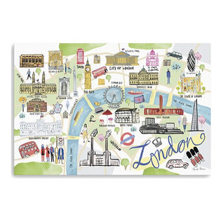 Fun Illustrated London Map Unframed Print Wall Art - Contemporary ...