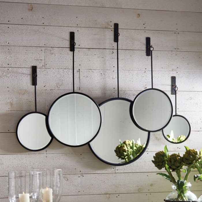 Elegant Set 5 Suspended Pendulum Round Wall Mirrors 10 - 24 in Collage ...