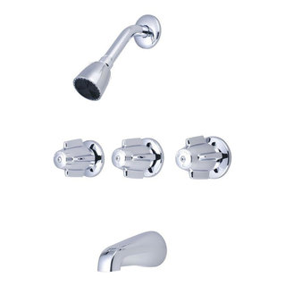 Central Brass Three Handle Tub & Shower Set - Contemporary ...