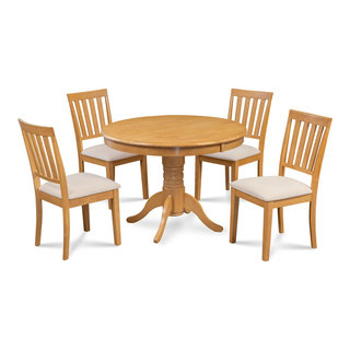 Brookline 36" Round Kitchen Dining Table Set w. Soft-padded Seats, 5 ...