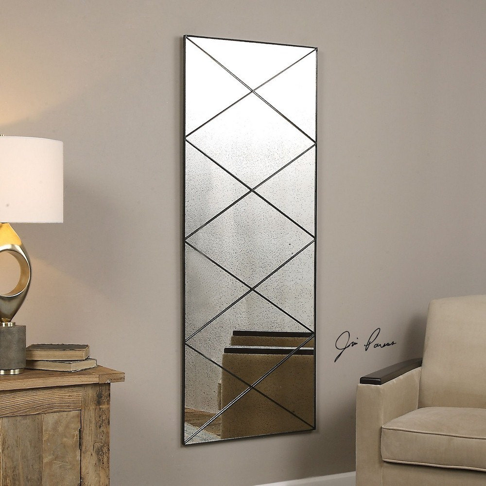 Antique Rectangular Mirror in Dark Bronze Finish Welded Diagonal Metal ...