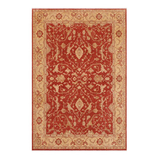 Oriental Ziegler Lucienne Red Beige Hand-Knotted Wool Rug - 8'6'' x 11 ...
