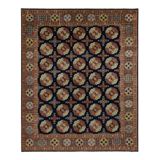 Tomato Red, Hand Knotted, Turkoman Ersari Design, Pure Wool Rug, 8'3 ...