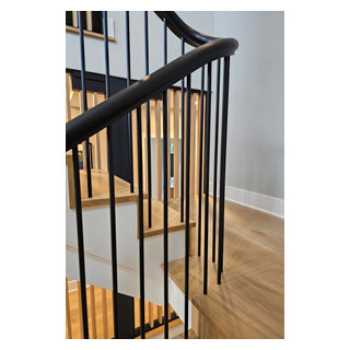 115_Stunning Continuous Rail System on 3 Story Floating Stairs ...