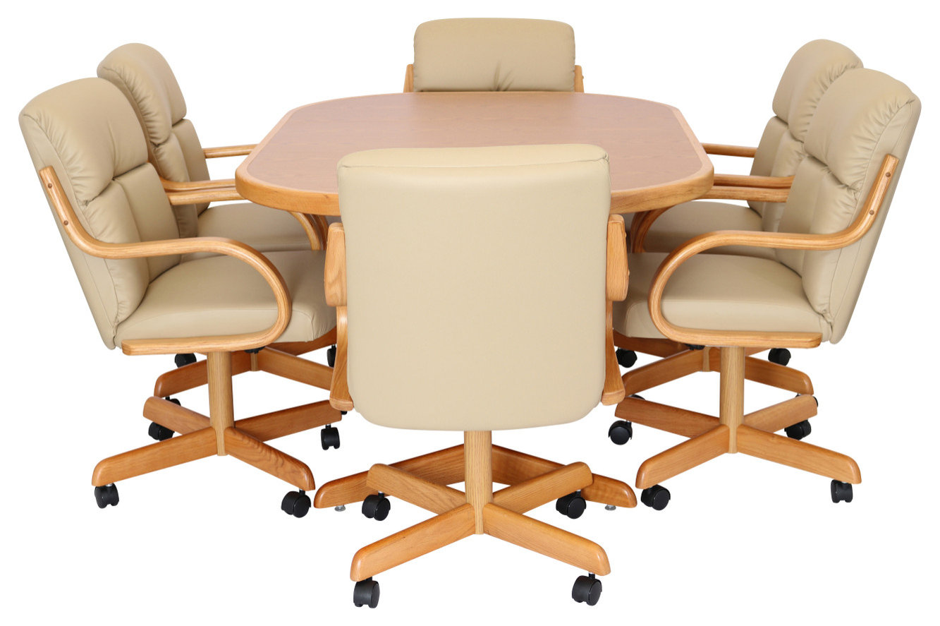 7-Piece 42x[42/60] Caster Dining Set Laminate Table Top & Desert Caster ...