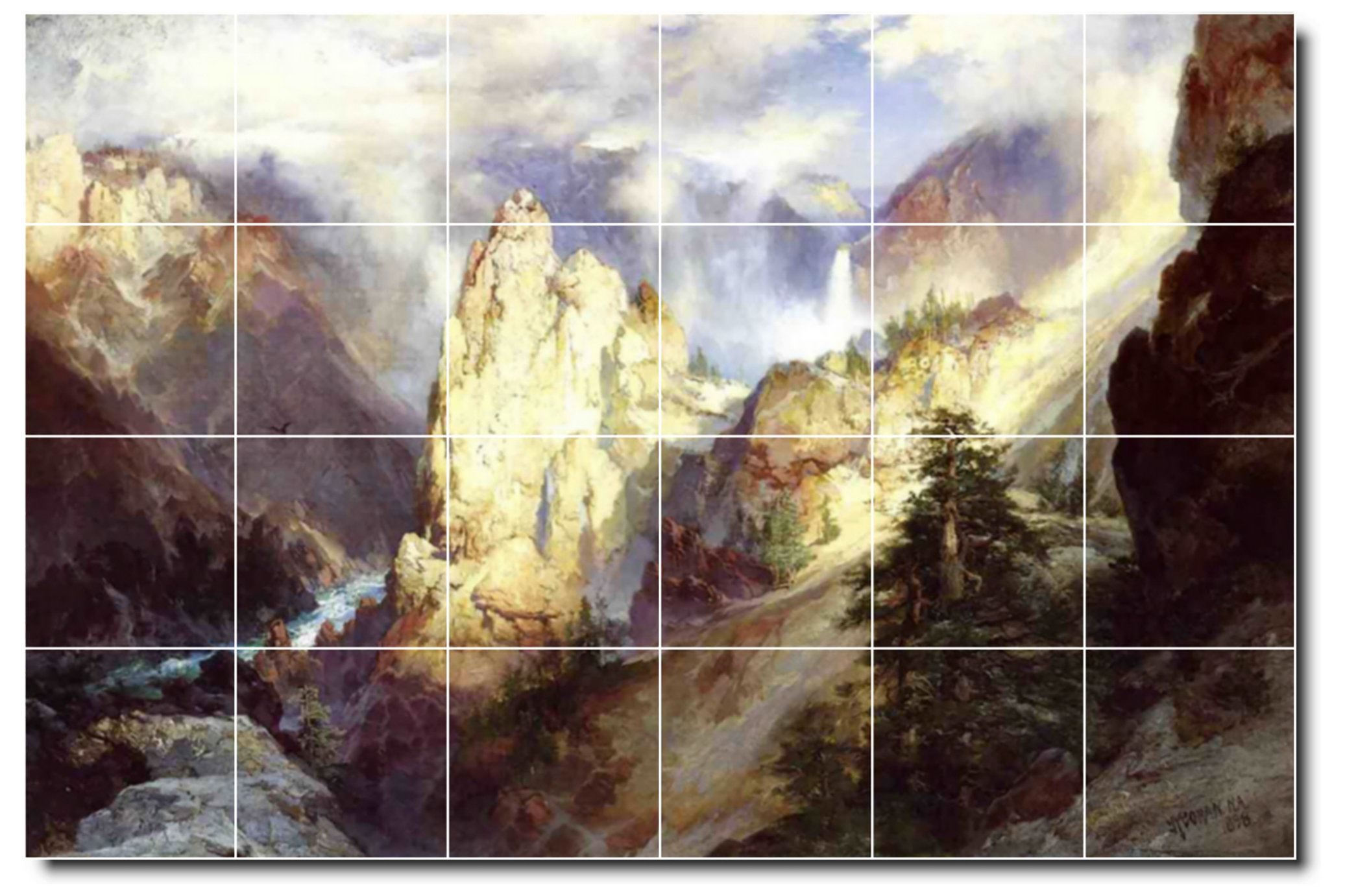 Thomas Moran Landscapes Painting Ceramic Tile Mural #561, 72" Wide x 48 ...