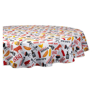 DII Bbq Fun Print Outdoor Tablecloth 60 Round - Contemporary ...