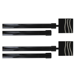 2 Pack Adjustable 3/4" Double Window Curtain Rod 50" to 82", Black ...