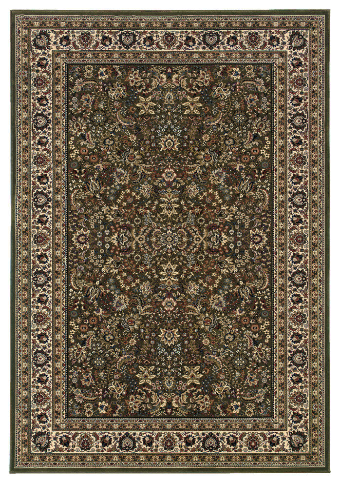 Aiden Traditional Vintage Inspired Green/Ivory Rug, 8'0" X 8'0" SQR ...