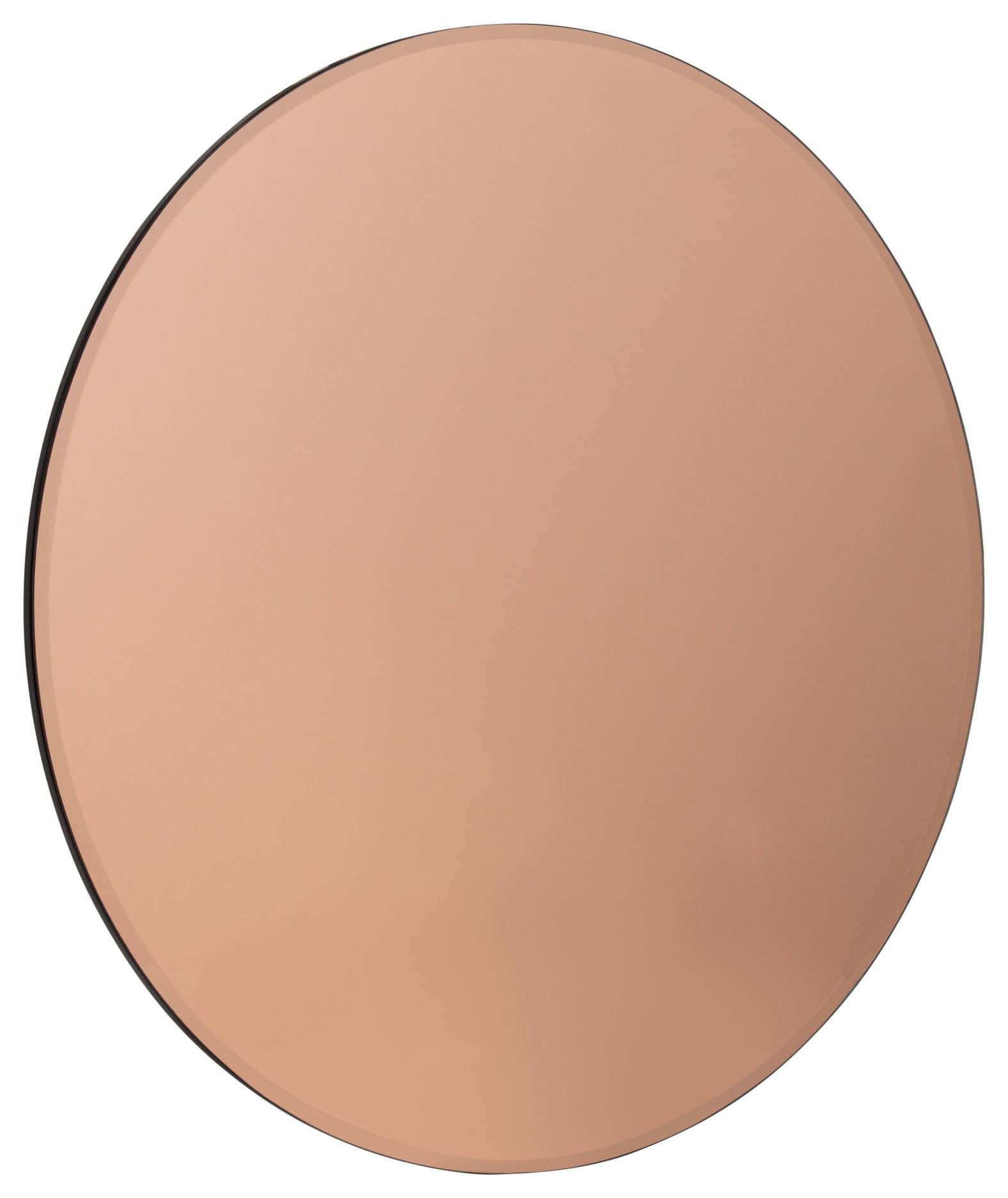 Azalea Rose Gold Tinted Frameless Round Wall Mirror, Rose Gold 26 ...