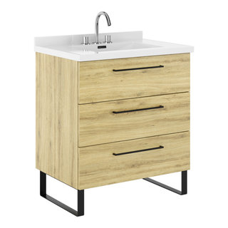 Denver 31" Bathroom Vanity With Sink, Ginger, Black - Transitional ...