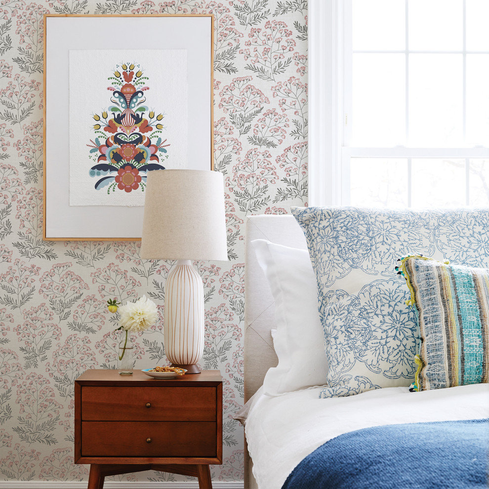 Floret Pink Flora Wallpaper - Contemporary - Wallpaper - by Brewster ...