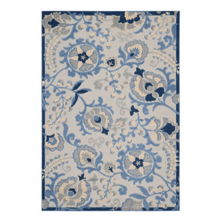 6' X 9' Blue And Grey Toile Non Skid Indoor Outdoor Area Rug ...